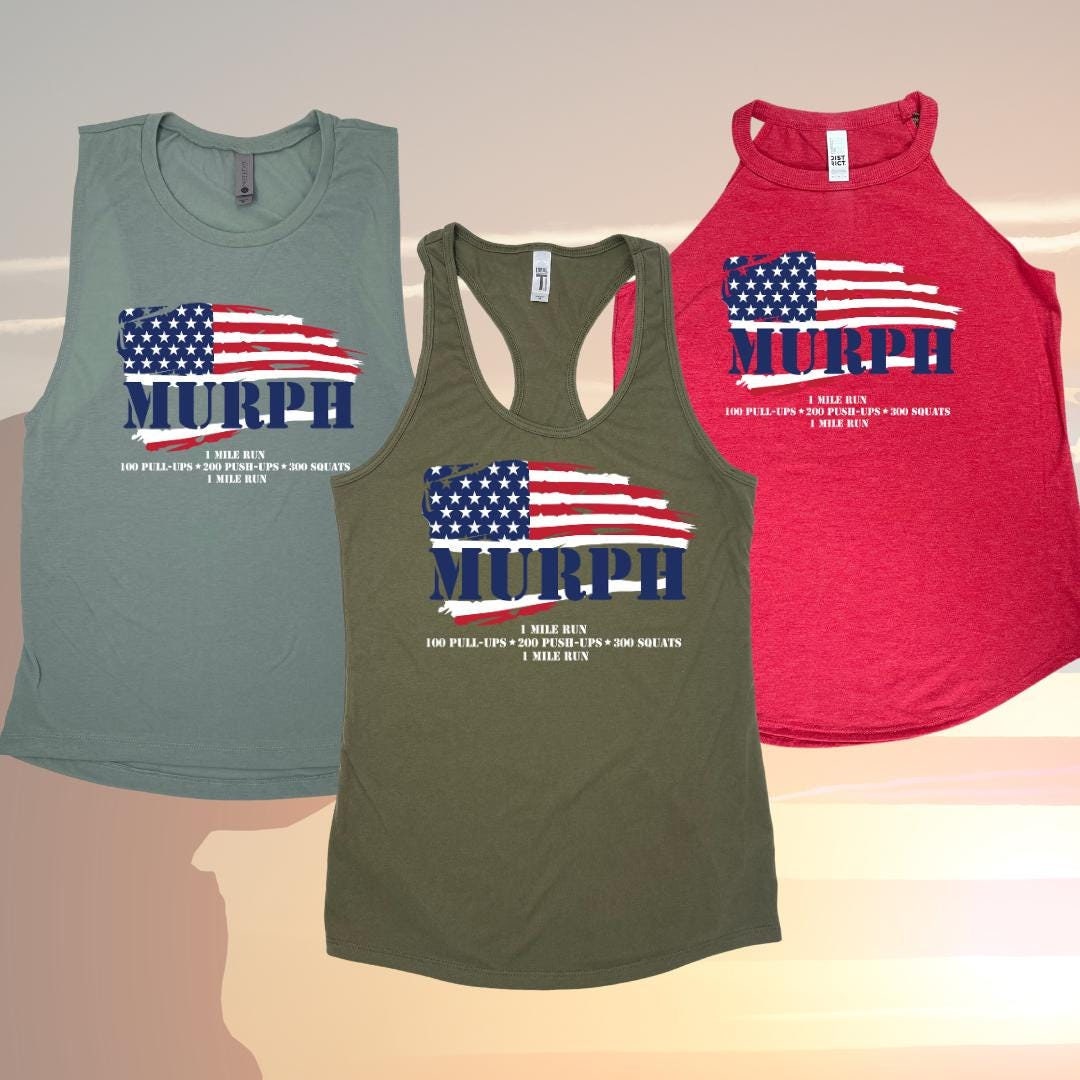 USA Flag Top, Murph Top, Gym Workout Tank, Crossfit Challenge Top ...