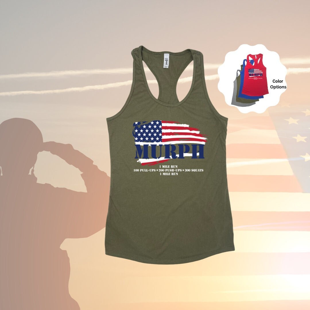 USA Flag Top, Murph Top, Gym Workout Tank, Crossfit Challenge Top ...