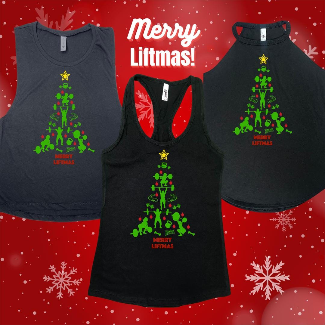 Christmas Workout Tank, Merry Liftmas Top, Christmas Tree Tank, Women ...