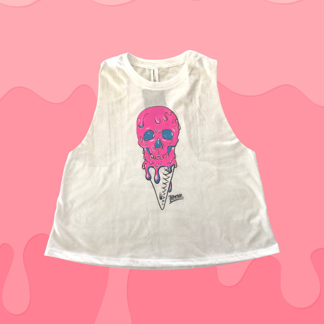 Spooky Ice Cream Tank Top, Skull Ice Cream Tank, Halloween Cropped Top ...