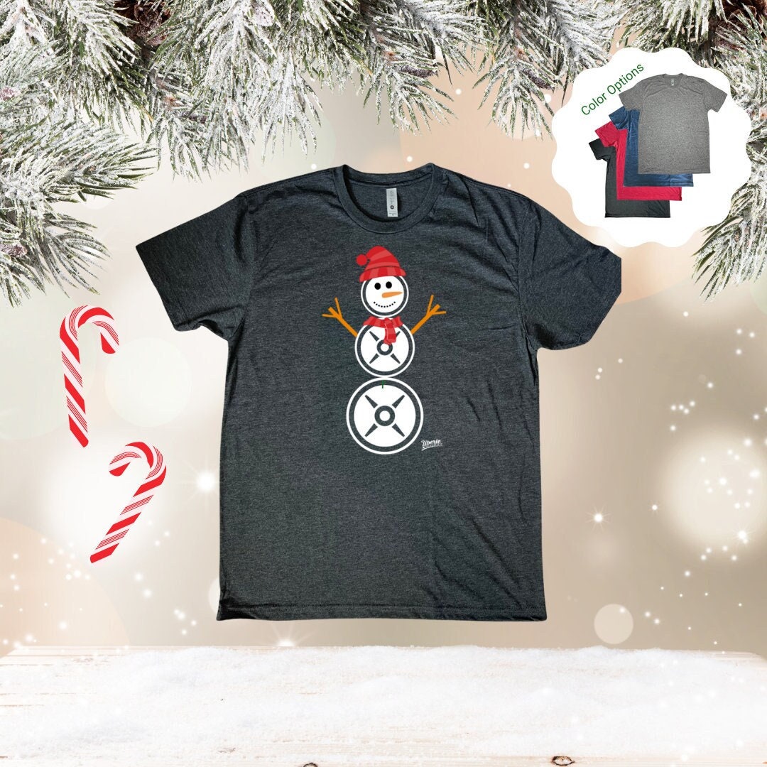 Snowman Shirt, Weights Training Top, Christmas Workout, Holiday Tee ...