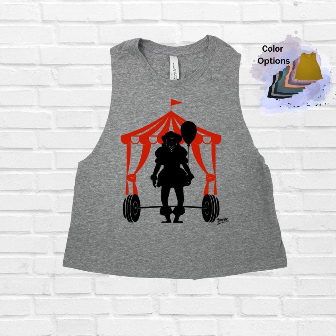 Pennywise Crop Tank, Lifting Clown Top, Powerlifting Tank, Circus Tank ...