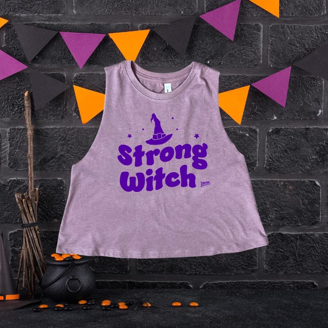 Halloween Crop Top, Strong Witch Crop Tank, Gym Workout Tank, Women ...