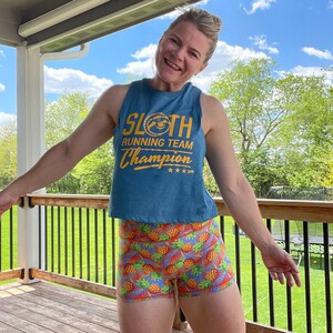 Sloth Running Shirt, Crossfit Crop Top, Runner Tank Top, Sloth Running ...