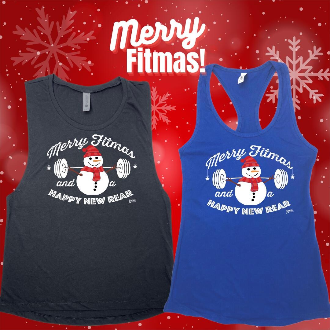 Christmas Tank Top, Merry Fitmas and a Happy New Rear Tank, Gym Workout ...