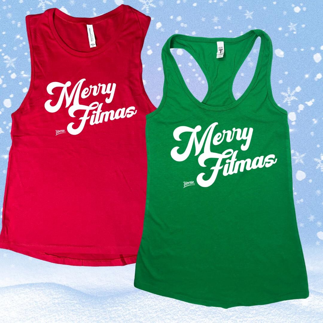 Merry Fitmas Tank: Christmas Workout Racerback, Gym Fitness Top - Etsy