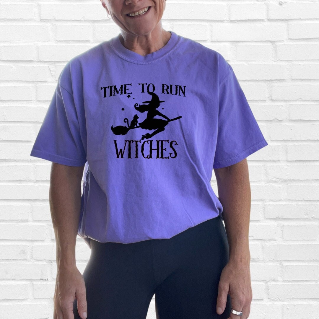 Time to Run Witches Shirt, Funny Halloween Tee Top, Halloween Running ...