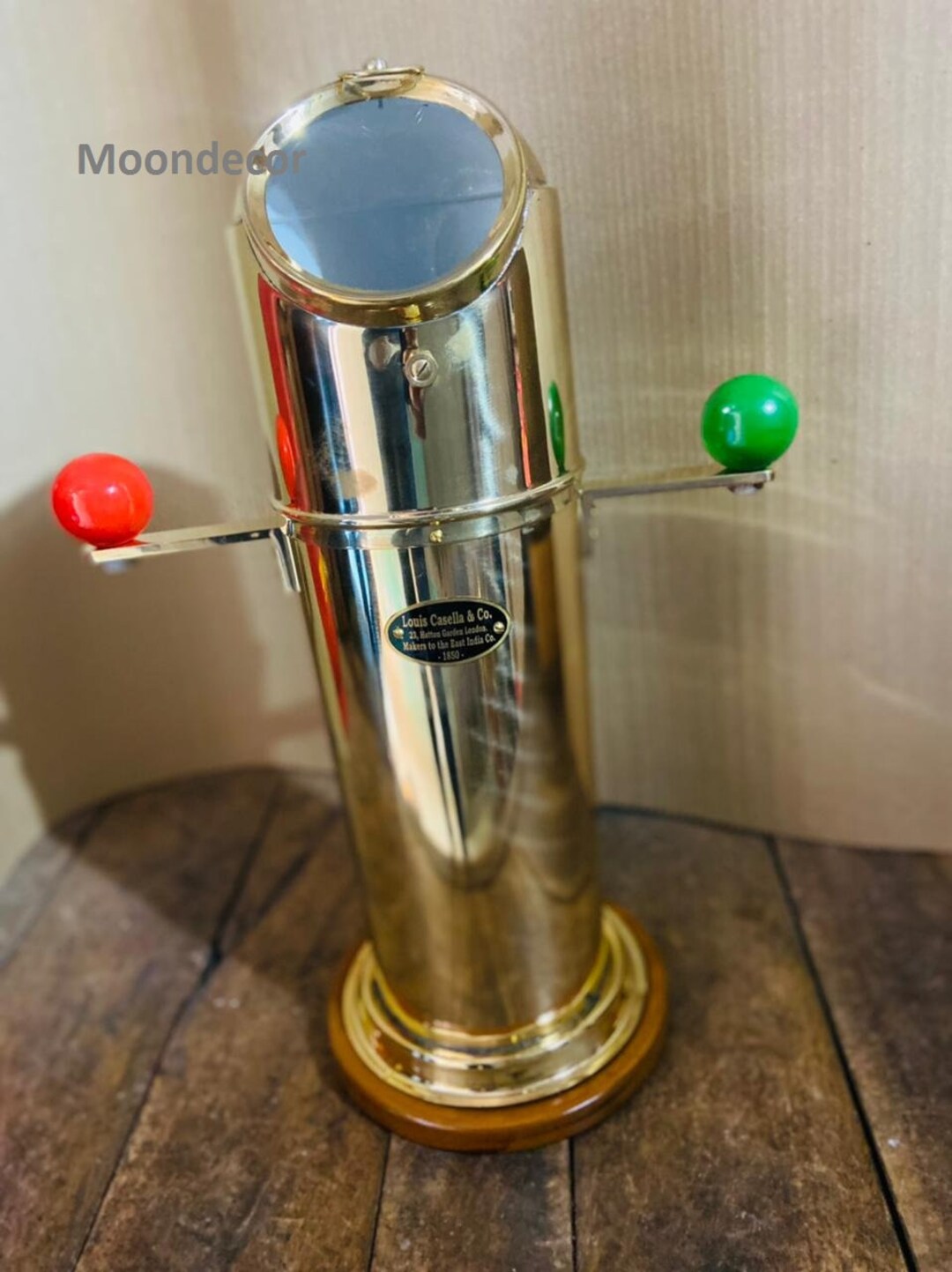 New Brass Poilsh & Wooden Gimbal Compass Ships Ravan Binnacle Gimballed ...