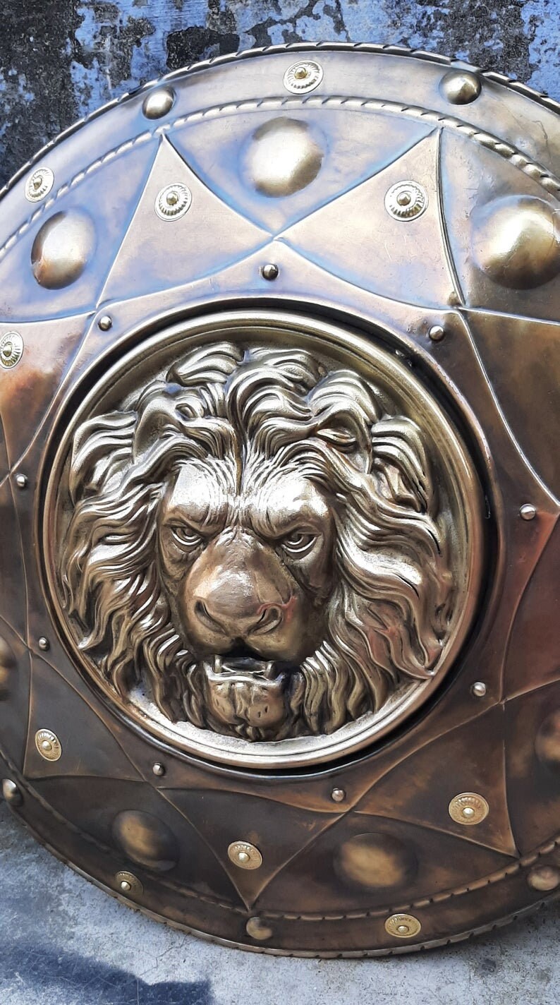 Lion Face Round Shield Medieval Iron Shield Knight Armor - Etsy