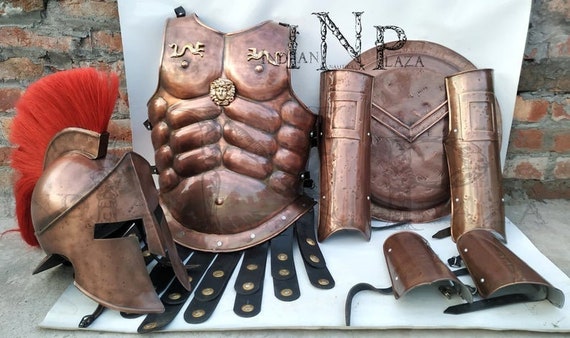 Medieval 300 Spartan Helmet With Copper Muscle Armor Set Leg & - Etsy