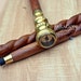Antique Spiral Wooden Stick With Compass Walking Cane Brass - Etsy