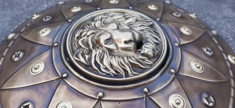 Lion Face Round Shield Medieval Iron Shield Knight Armor - Etsy