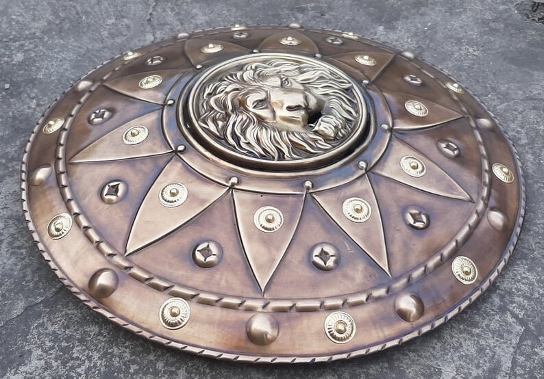 Lion Face Round Shield Medieval Iron Shield Knight Armor - Etsy