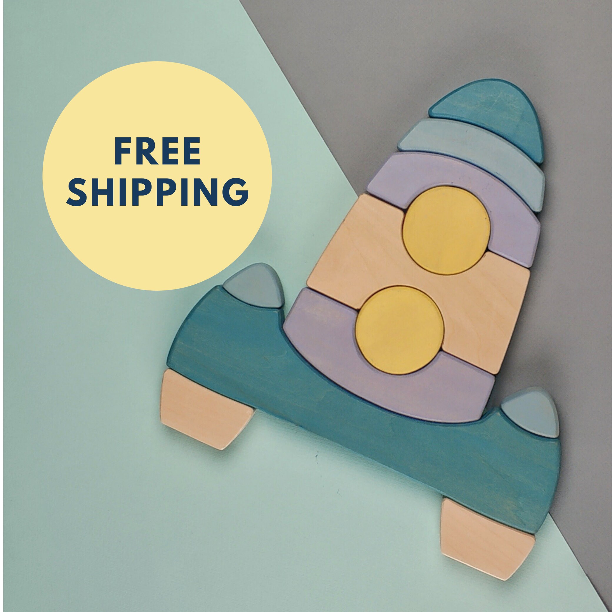 Wooden Puzzle For Kids The Rocket Wood Puzzle Montessori | Etsy
