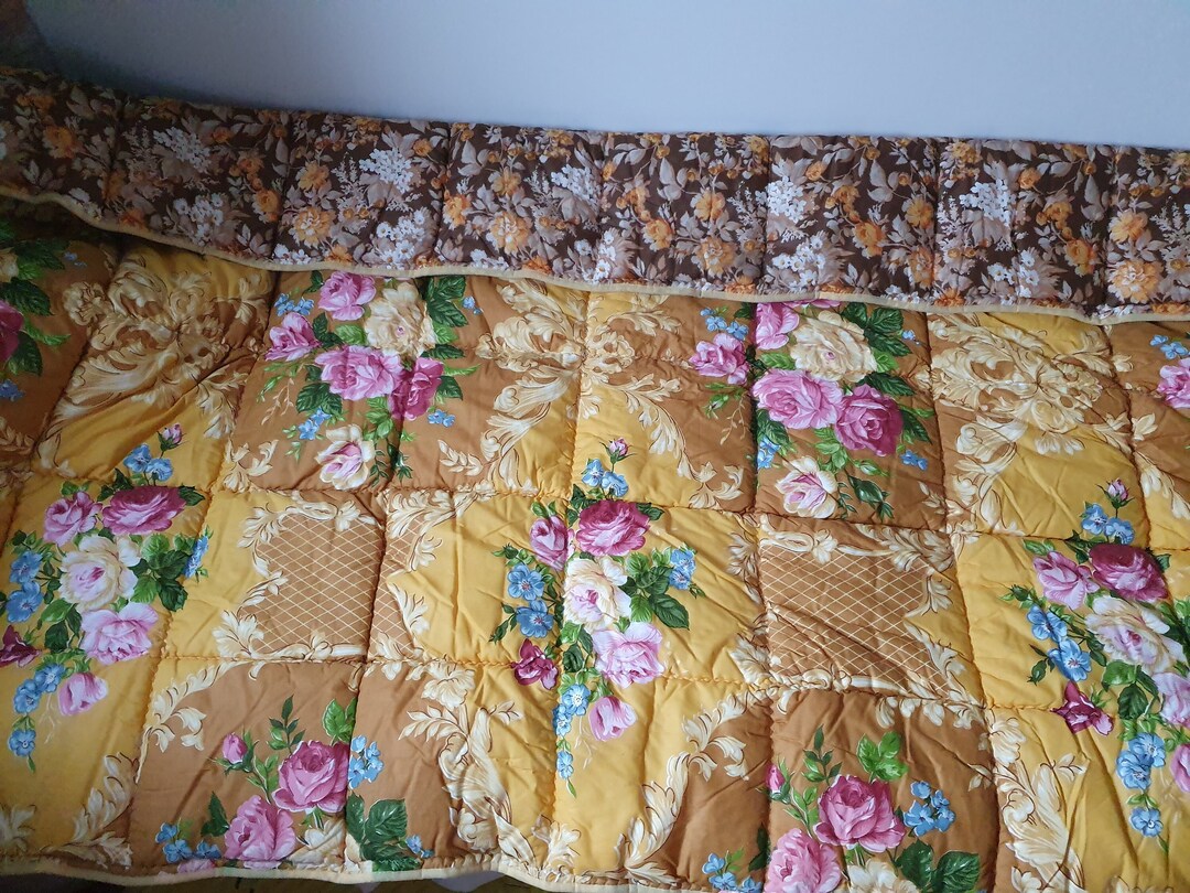 Vintage 60s/70s Wool Quilt Certificate Cotton Rose Quilt - Etsy