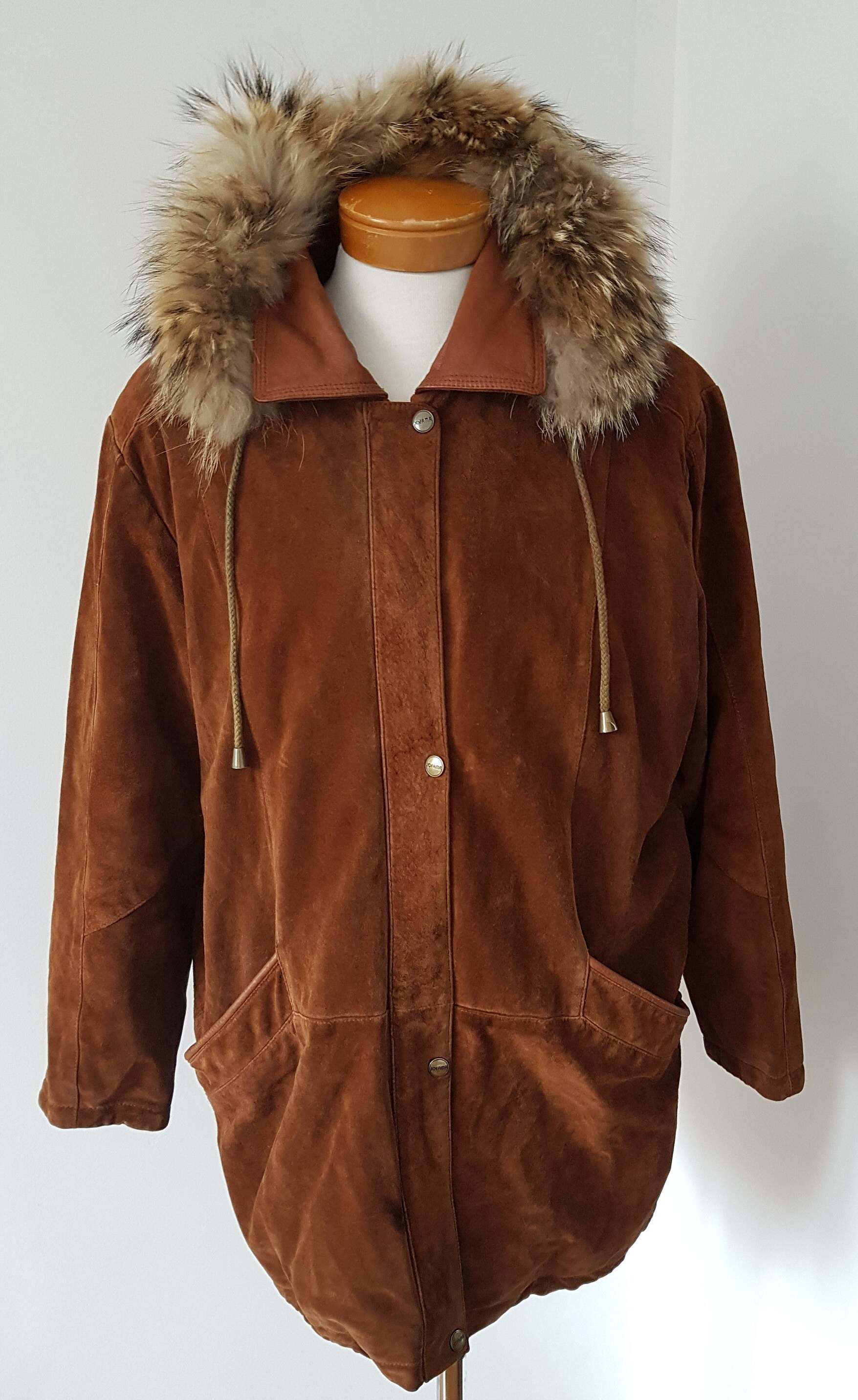 JOFAMA Malung Sweden Leather Jacket Raccoon Fur Collar Size 38 - Etsy