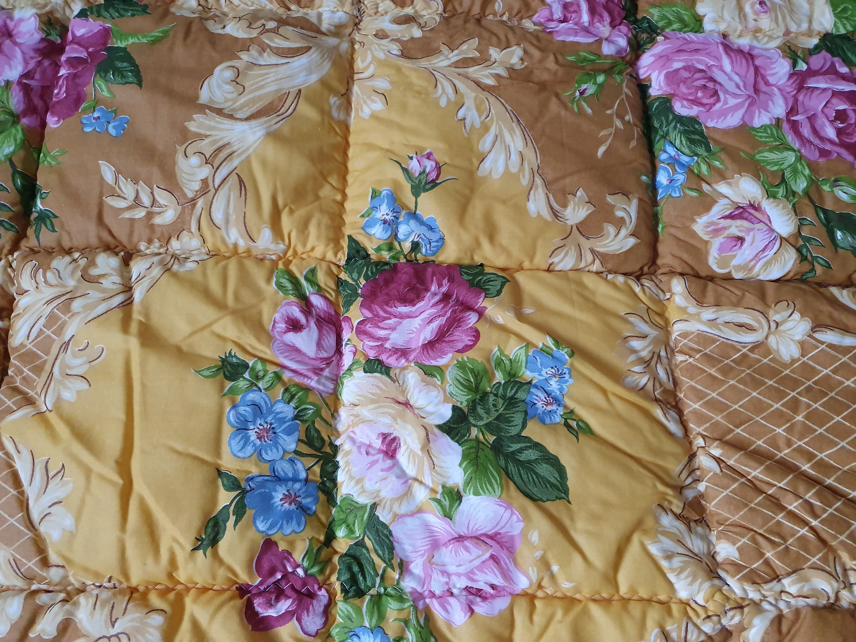 Vintage 60s/70s Wool Quilt Certificate Cotton Rose Quilt - Etsy