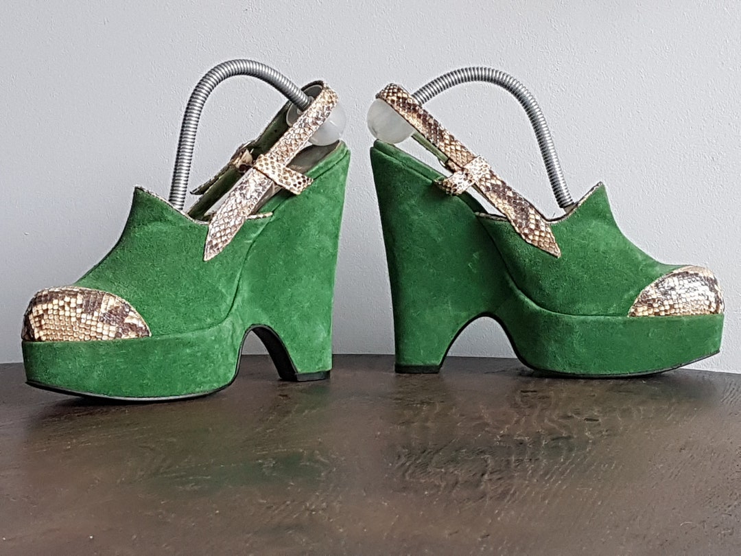 Rare Vintage 70s Original Wedges Disco Shoes Kids Flowers Hippies ...