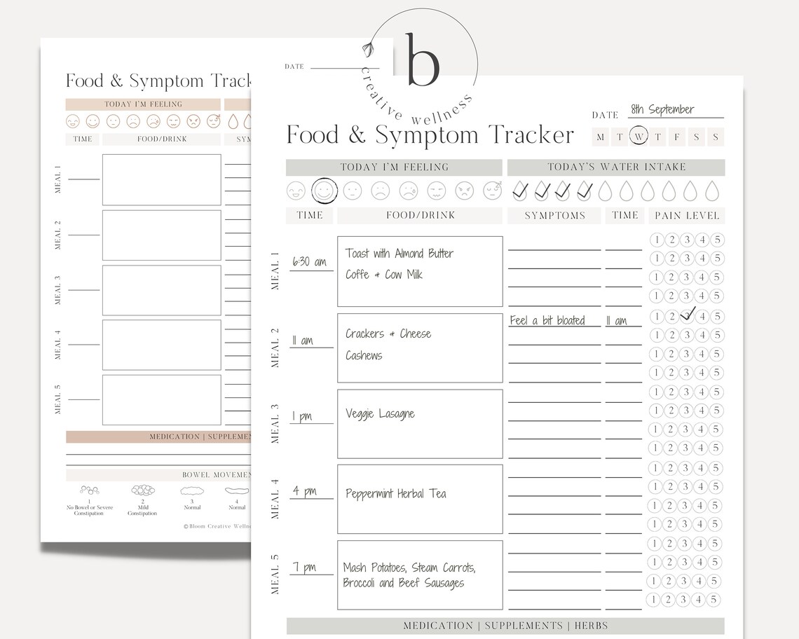 Printable Food & Symptom Tracker Digital Food Sensitivity - Etsy
