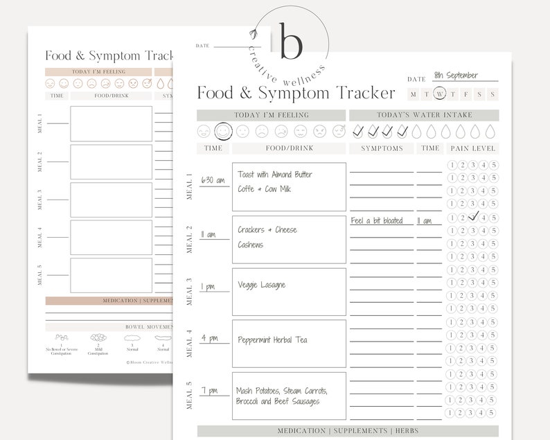 Printable Food & Symptom Tracker Digital Food Sensitivity - Etsy