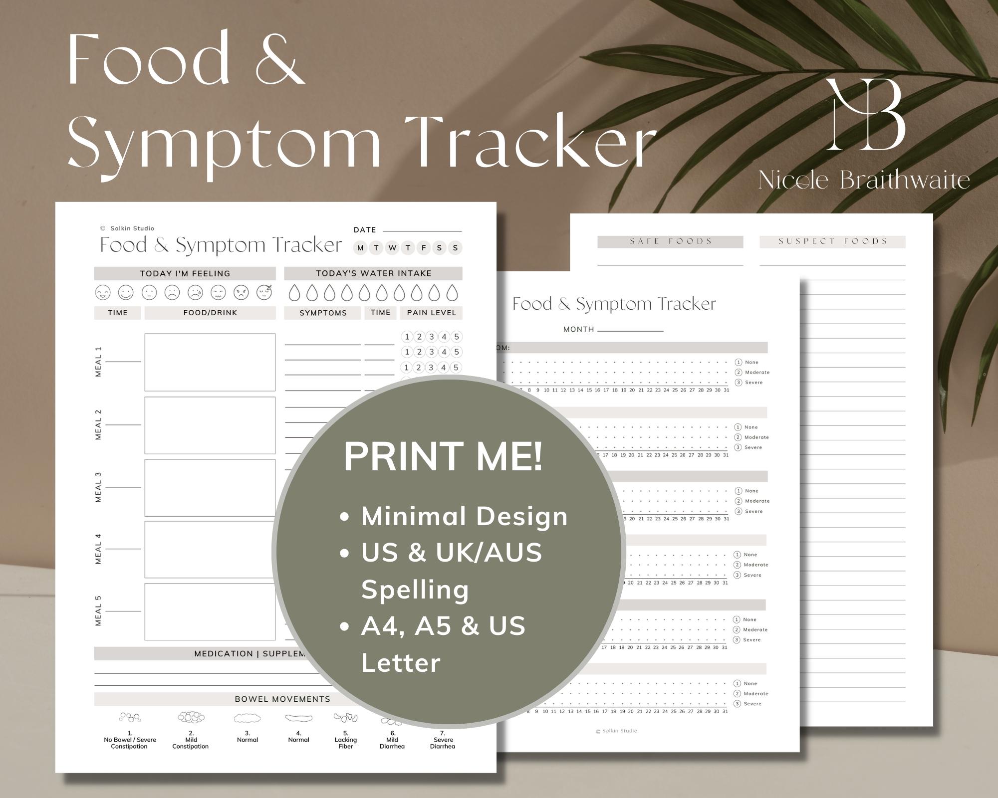 Printable Food & Symptom Tracker | Digital Food Sensitivity ...