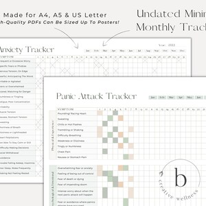 Printable Anxiety & Panic Attack Tracker, Log, Worksheet, Trigger List ...