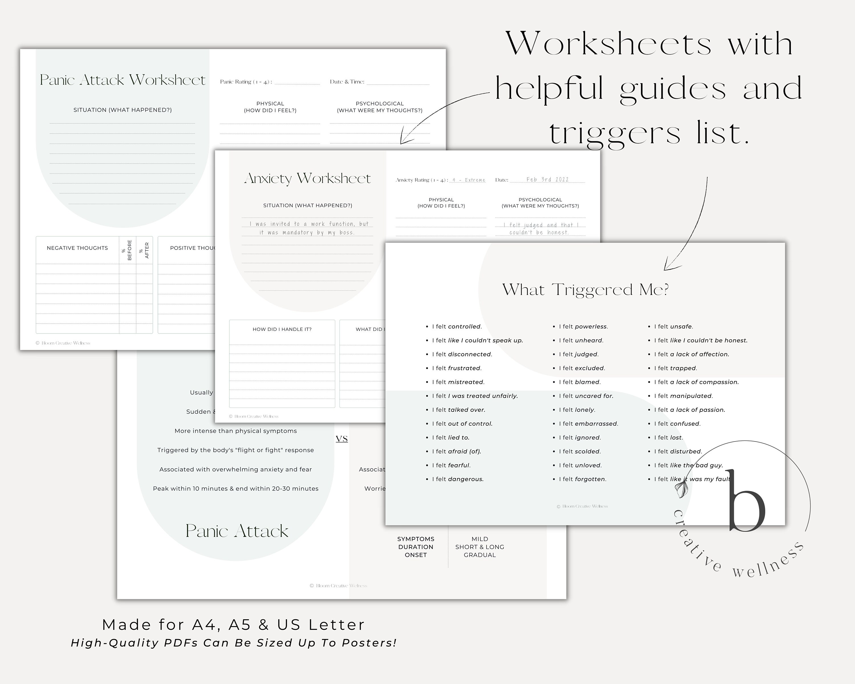 Printable Anxiety & Panic Attack Tracker Log Worksheet - Etsy UK