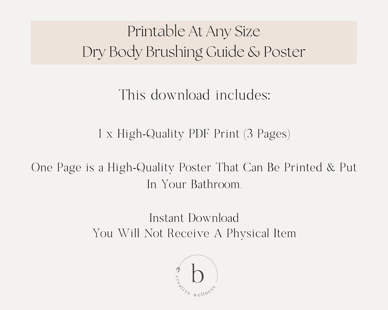 Printable Dry Body Brush Poster & Guide | Digital, Lymphatic Drainage ...