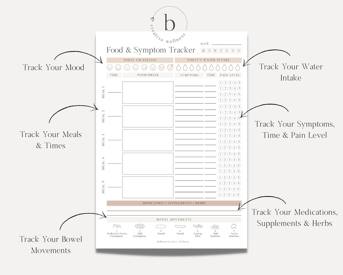 Printable Food & Symptom Tracker Digital Food Sensitivity - Etsy