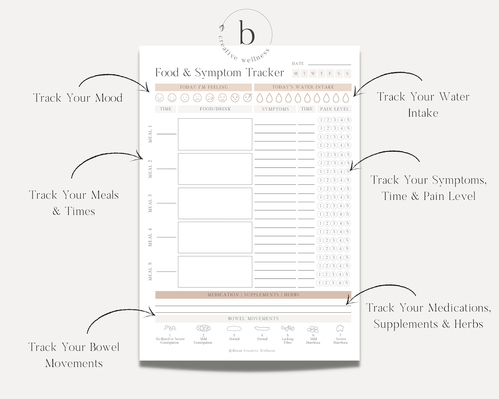 Printable Food & Symptom Tracker Digital Food Sensitivity - Etsy