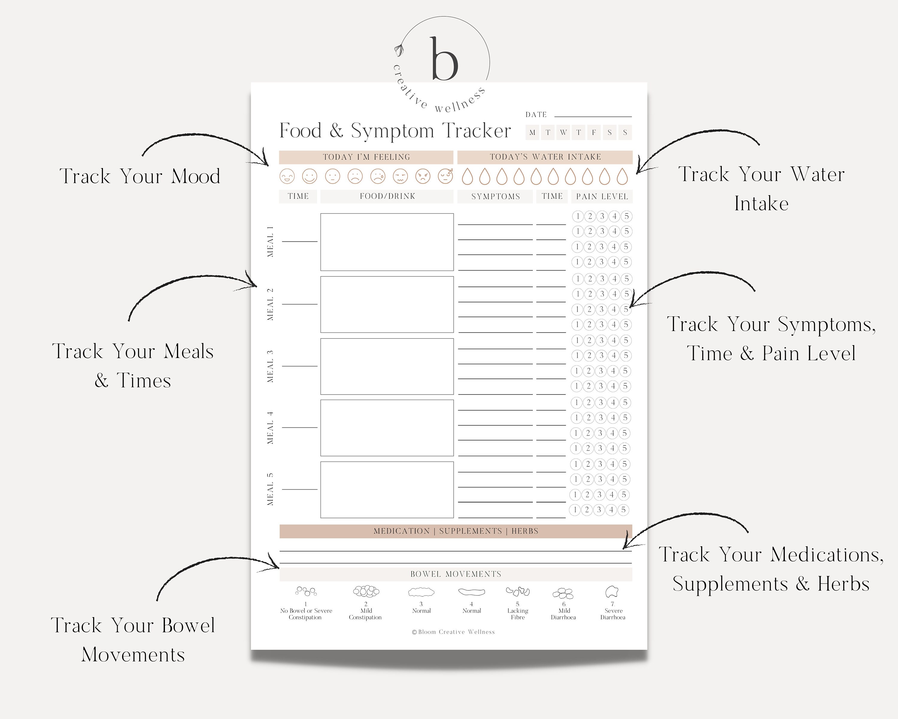 Printable Food & Symptom Tracker Digital Food Sensitivity - Etsy Canada