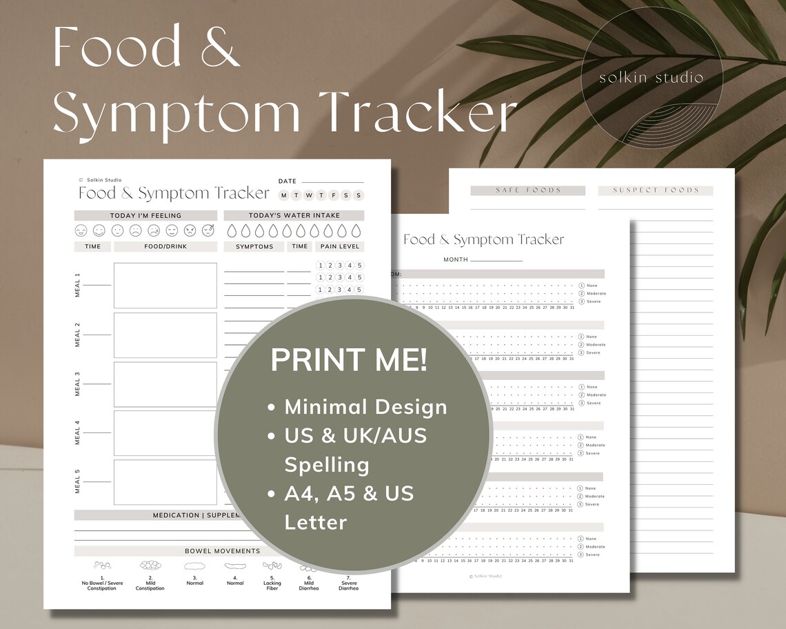 Printable Food & Symptom Tracker Digital Food Sensitivity - Etsy