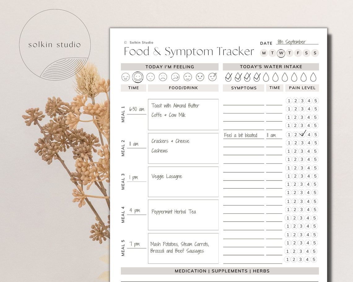 Printable Food & Symptom Tracker Digital Food Sensitivity - Etsy