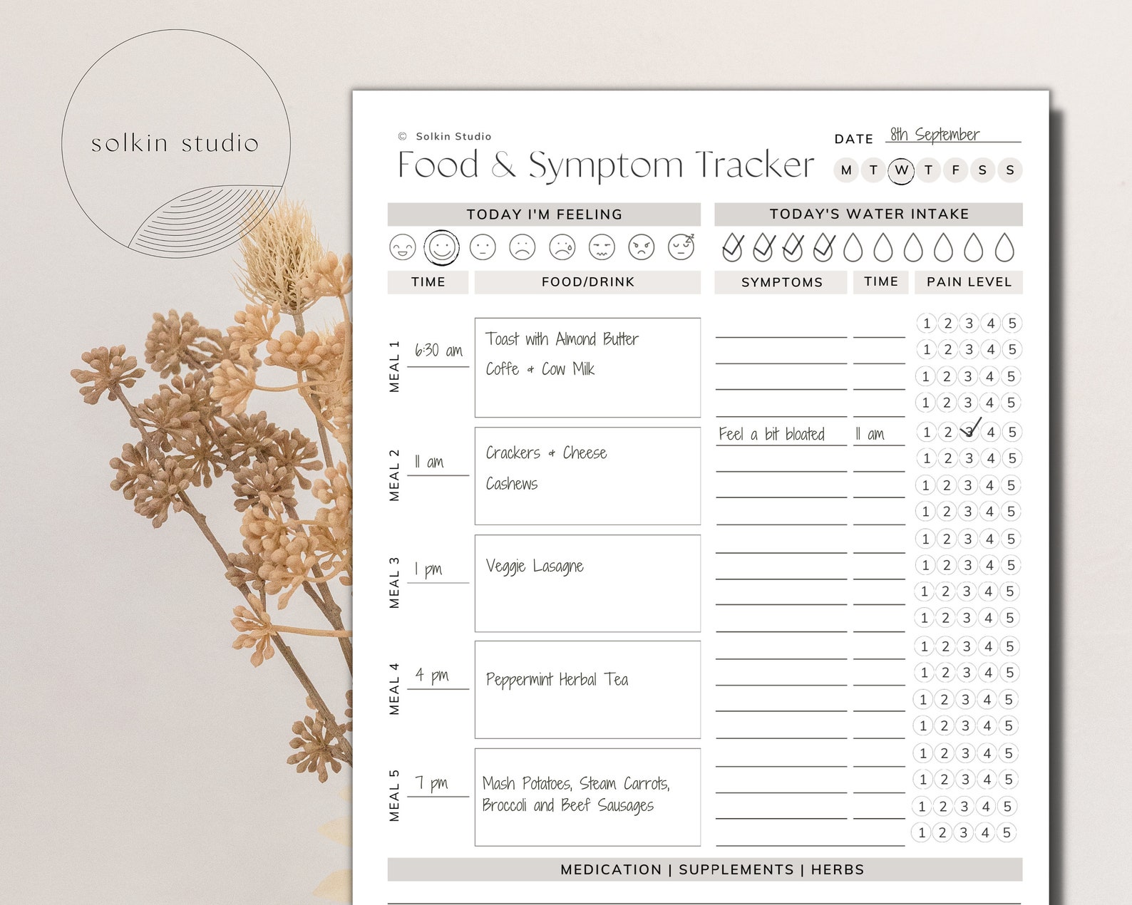 Printable Food & Symptom Tracker Digital Food Sensitivity - Etsy