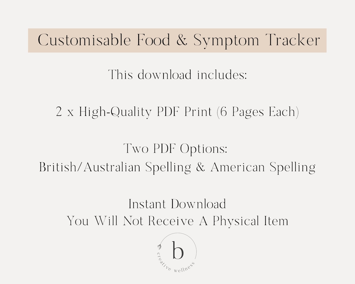 Printable Food & Symptom Tracker Digital Food Sensitivity - Etsy