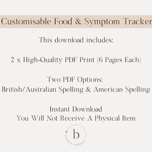 Printable Food & Symptom Tracker Digital Food Sensitivity - Etsy