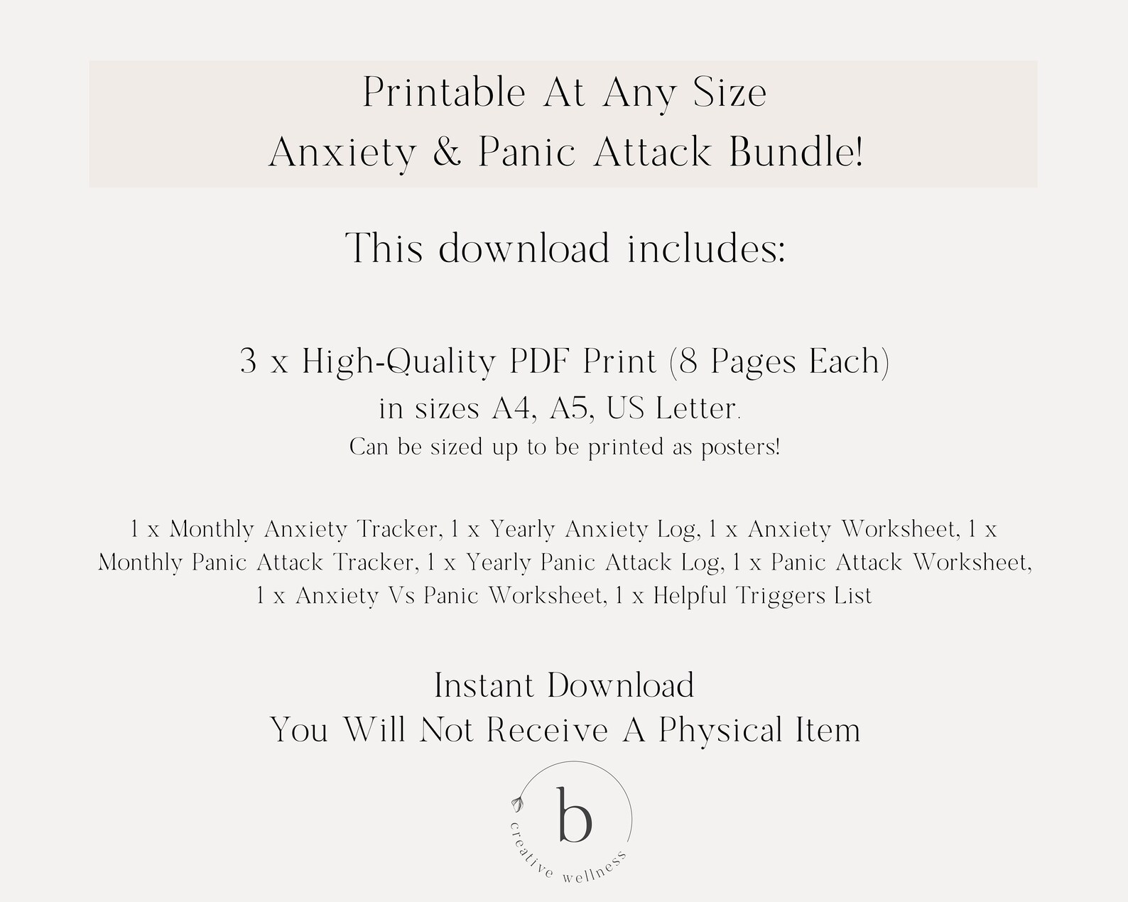Printable Anxiety & Panic Attack Tracker, Log, Worksheet, Trigger List ...