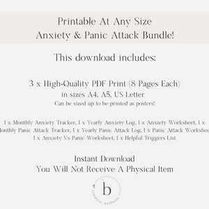Printable Anxiety & Panic Attack Tracker, Log, Worksheet, Trigger List ...