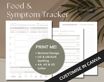 Printable Food & Symptom Tracker Digital Food Sensitivity, Intolerance ...