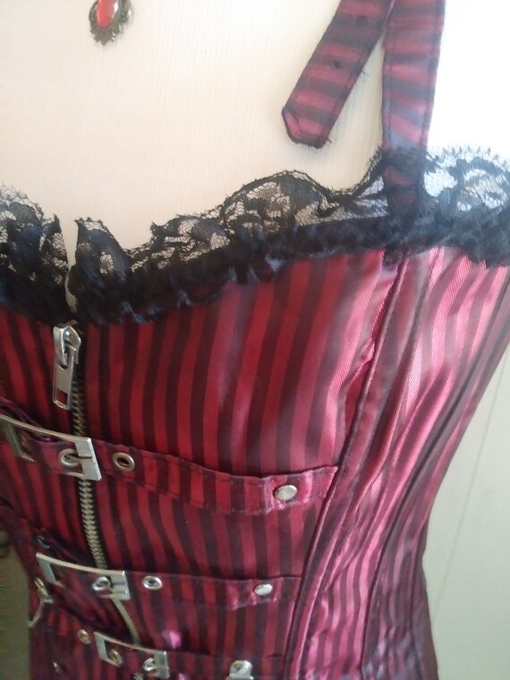 CARNIVALE CORSET red black striped with tails ringlea… - Gem