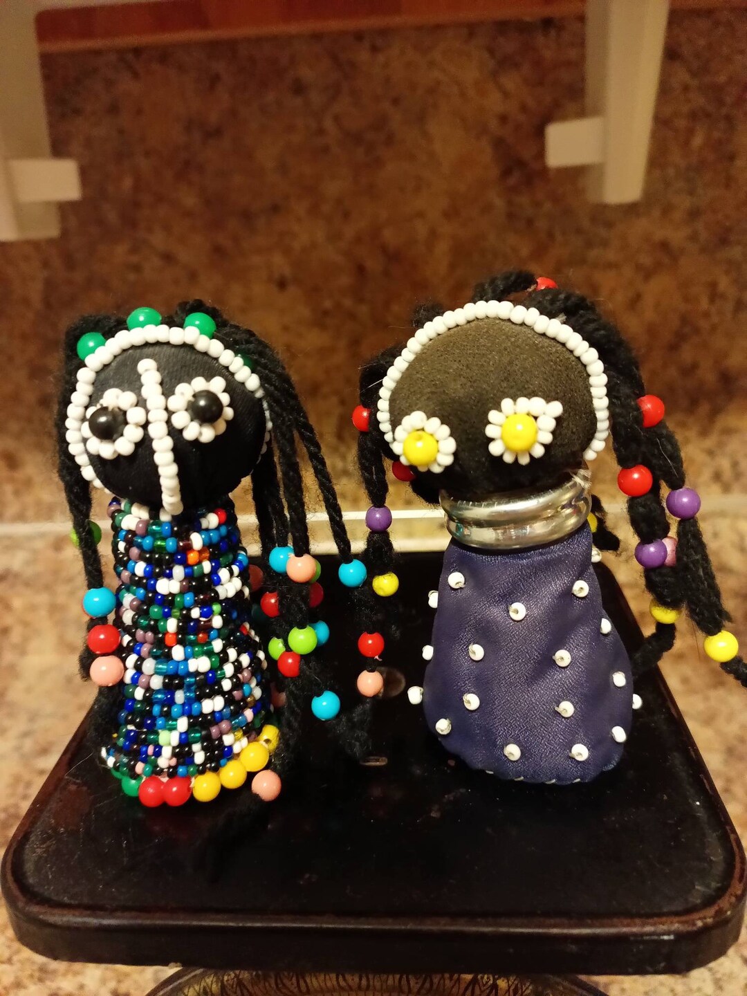 Pair of African Beaded Ceremonial Dolls. Tribe of Ndebele. Linga Koba ...