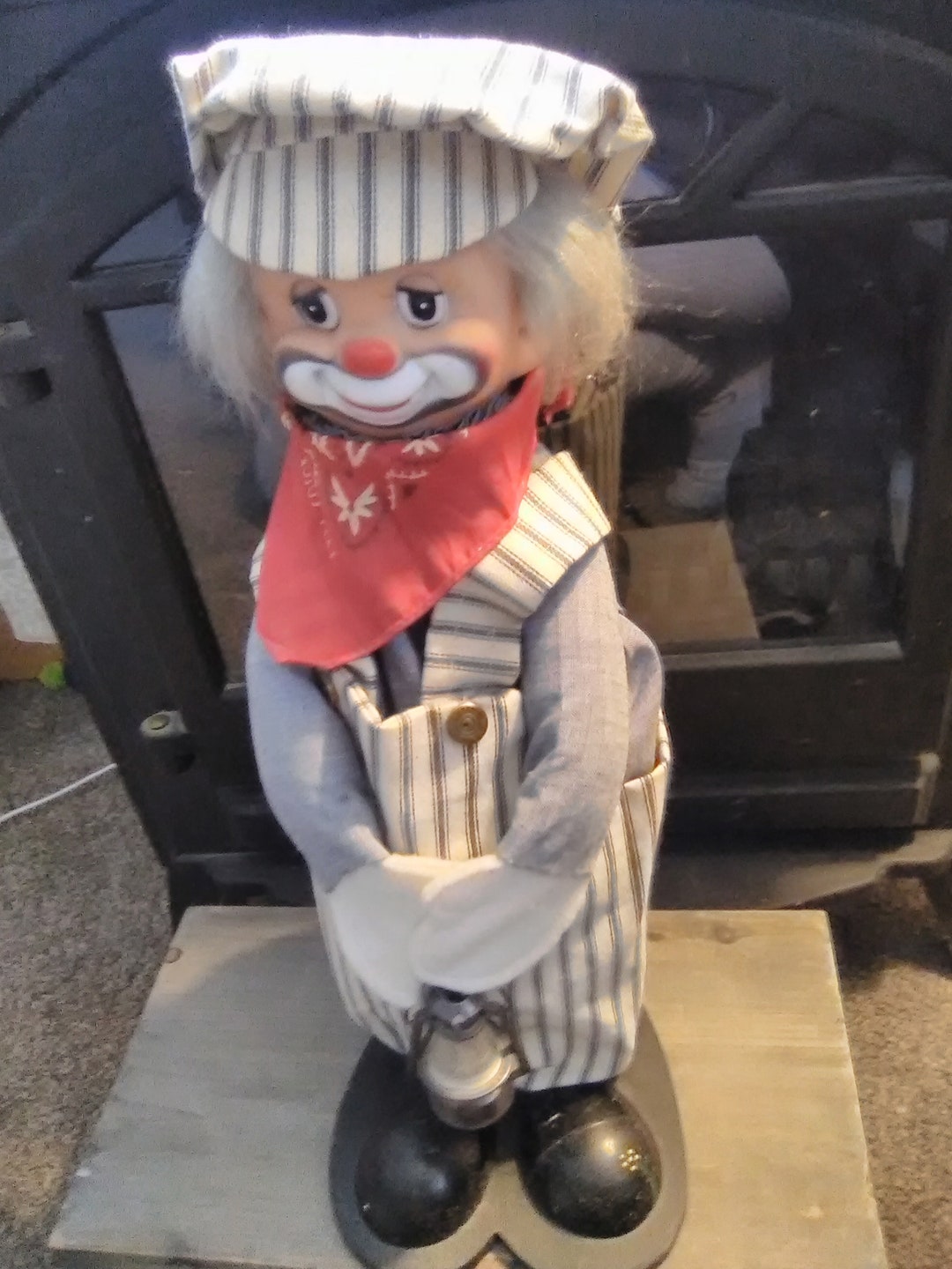 ABC BOWLING PIN Railroad Conductor Clown With Lantern Signed and ...