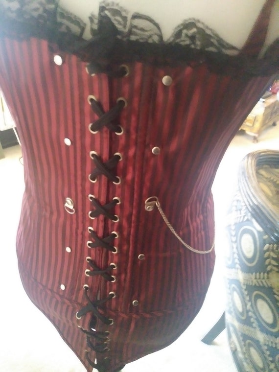 CARNIVALE CORSET red black striped with tails ringlea… - Gem