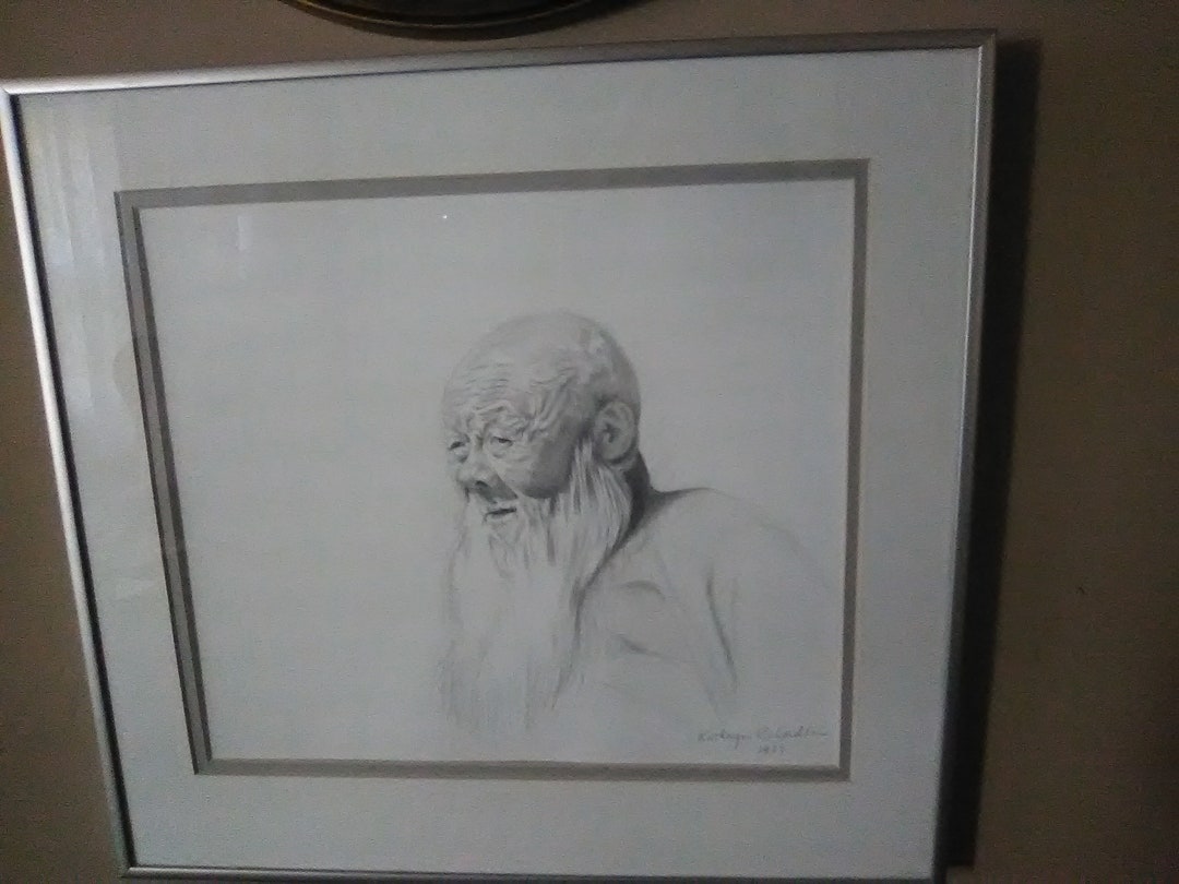 ANCIENT WISEMAN Original Pencil Drawing by Renowned Artist Kathryn ...