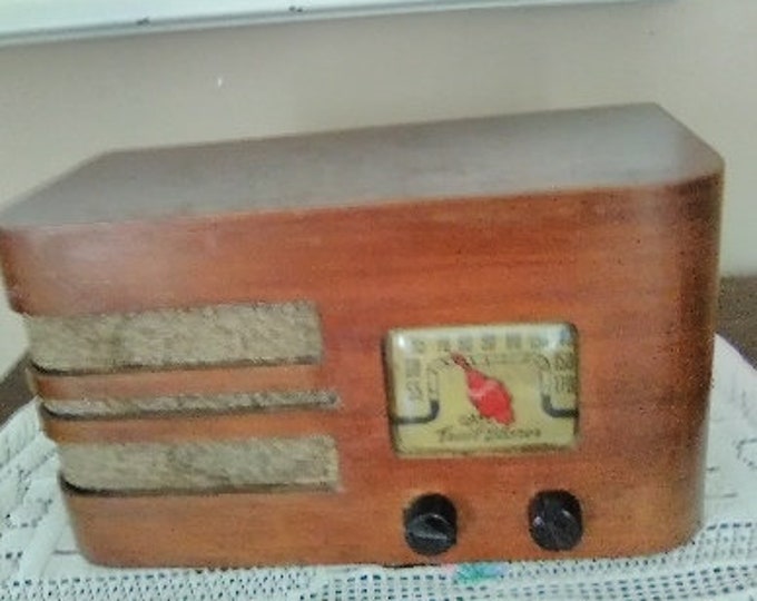 WORKING MECK Tube Radio 1947 Trail Blazer RC-5C5 Wood Cabinet Collector ...