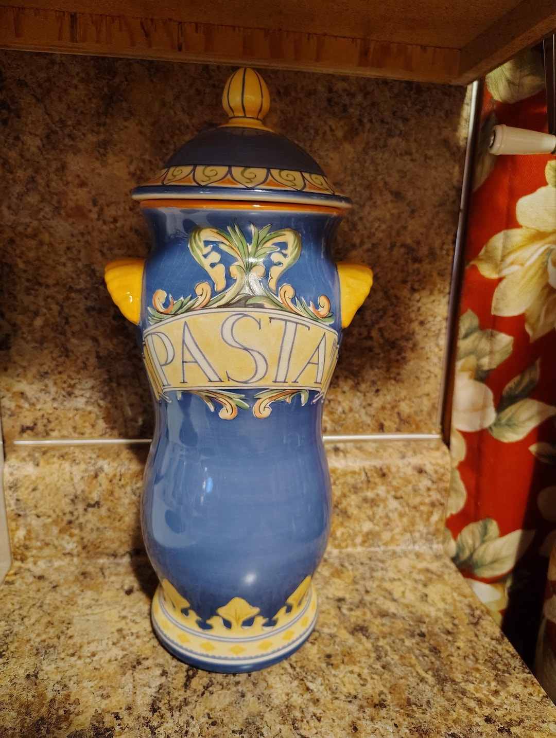 Italian Spaghetti Jar Holder Tuscany Italy Provence Design Blue Yellow ...