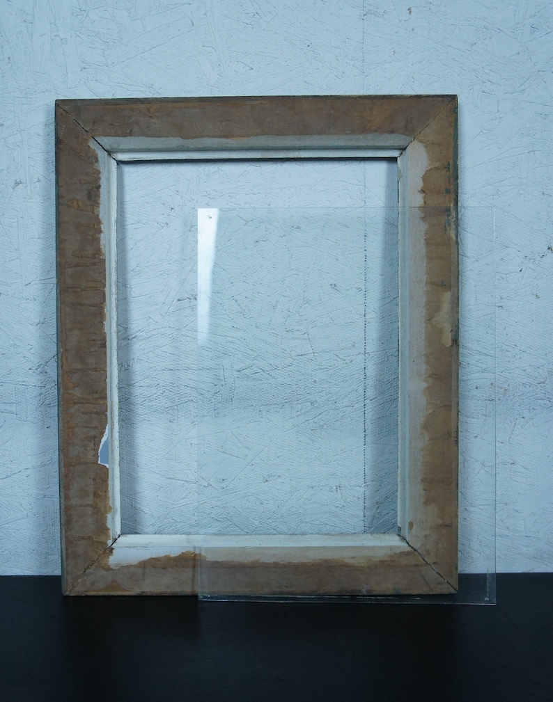 Vintage Olive Green Painted Wood Photo Picture Artwork Frame With Glass ...