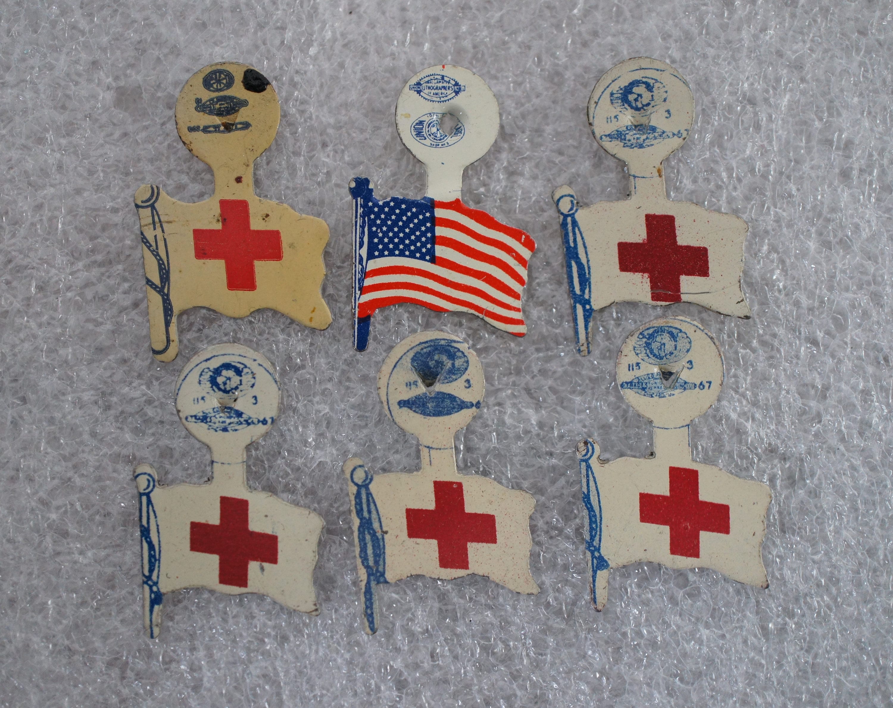 40 WWI & WWII First Aid Pins Tabs Red Cross Blood Donation Liberty Bond ...