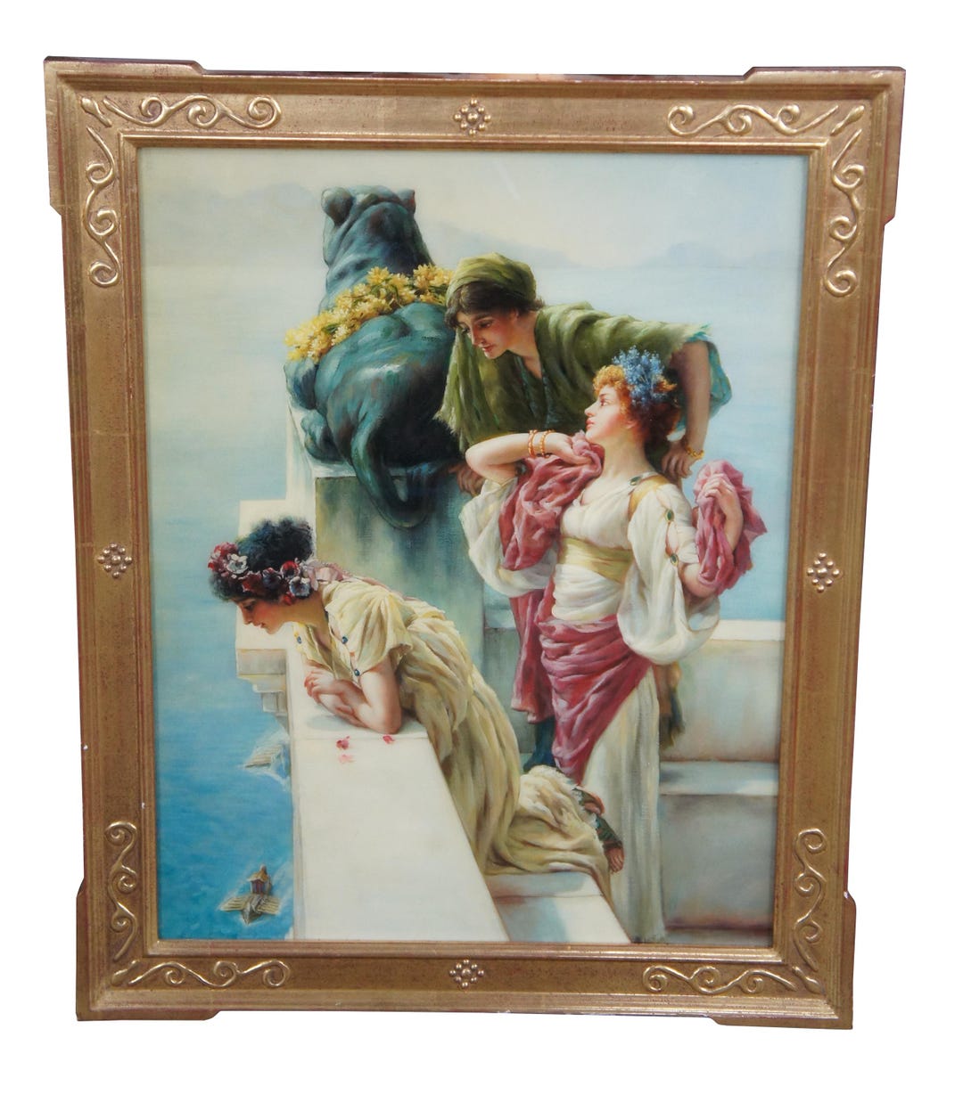 A Coign of Vantage Oil Painting After Lawrence Alma Tadema Dutch Framed ...
