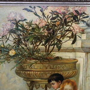 Jan C. Verhas 'the Broken Flower Pot' Painting Children Flowers Framed ...